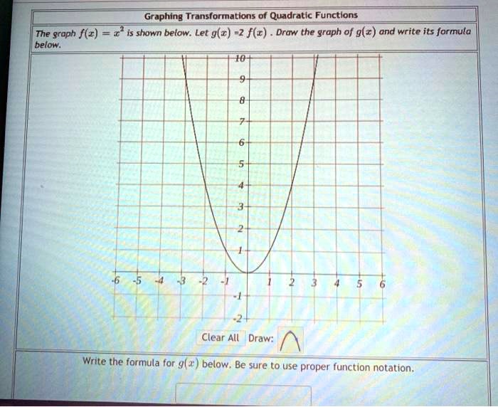 SOLVED: Graphing Transformations 0t Quadratic Functions The graph f(2) 1" is shown below: Let g ...