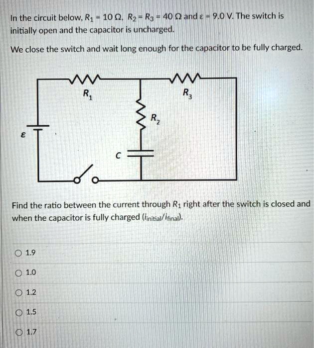 SOLVED:In the circuit below; R1 100 R2 R3 40 Q and initially open and the capacitor is uncharged ...