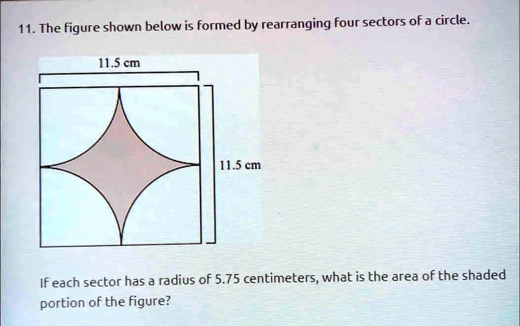 SOLVED: The figure shown below is formed by rearranging four sectors of ...