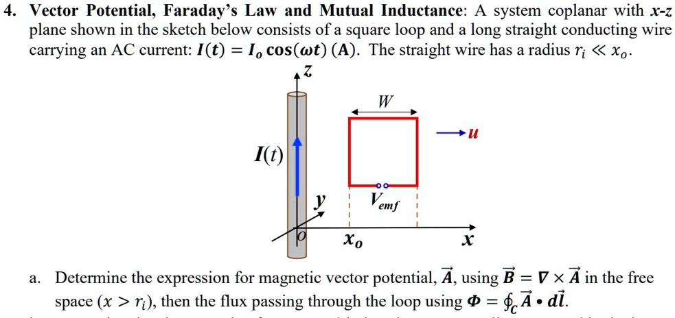 4. Vector Potential, Faraday's Law and Mutual Inductance: A system coplanar with x- plane shown ...