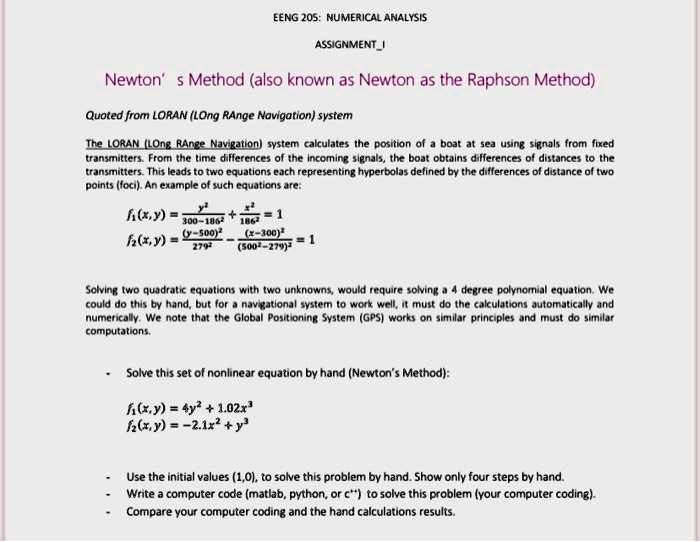 VIDEO solution: EENG205: NUMERICAL ANALYSIS ASSIGNMENT I Newton's Method (also known as Newton ...