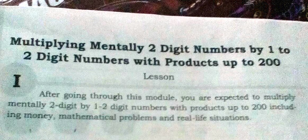 Multiplying Mentally 2 Digit Numbers by 1 to 2 Digit Numbers...