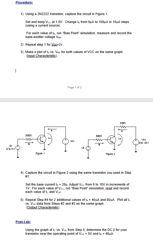 SOLVED: Text: Need help with number 4 and 5 Procedure: 1) Using a 2N2222 transistor, capture the ...
