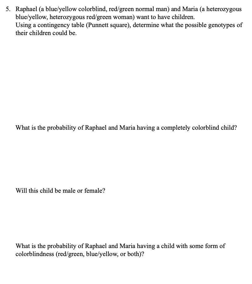 SOLVED: Raphael (a bluelyellow colorblind, red/green normal man) and ...