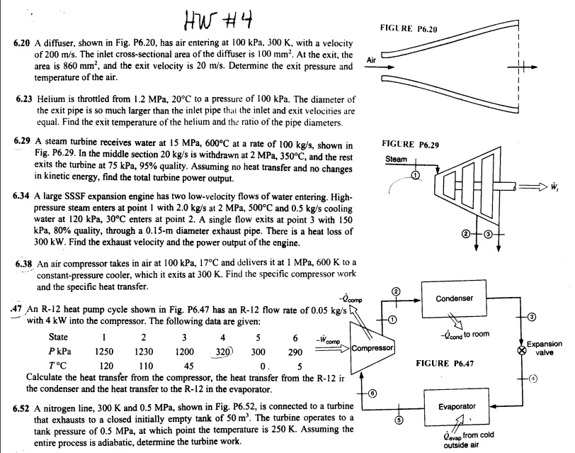 SOLVED: Hw 44 6.20 diffuser, shown in Fig: P6.20, has air entering at ...