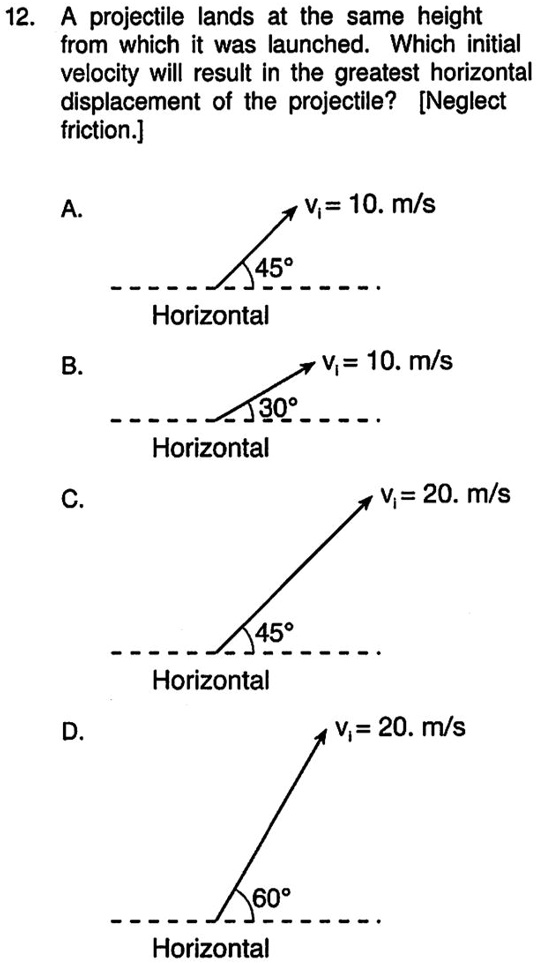 SOLVED: 12 A projectile lands at the same height from which it was ...