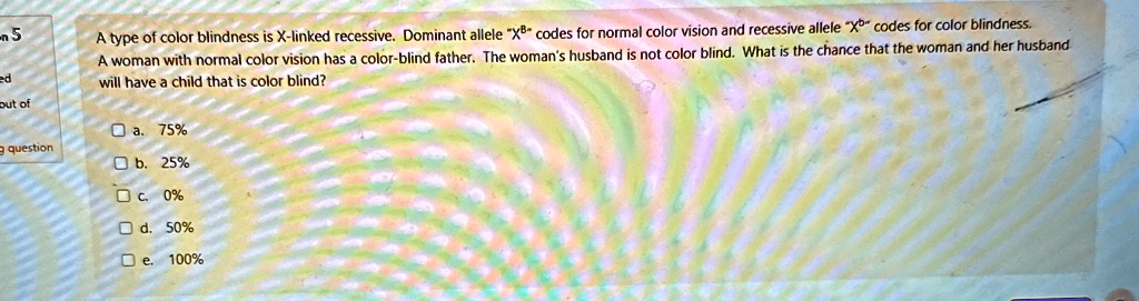 a type of color blindness is x linked recessive dominant allele xb ...