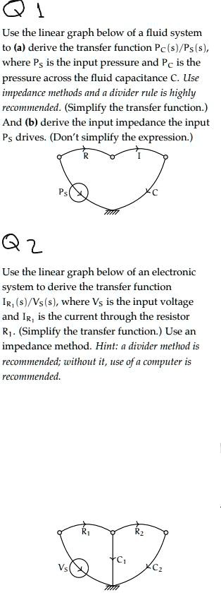 SOLVED: Use the linear graph below of a fluid system to (a) derive the transfer function Pcs/Pss ...