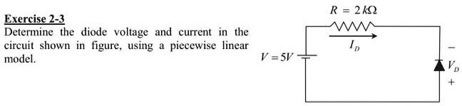 SOLVED: please help R=2K WWW Ip Exercise 2-3 Determine the diode voltage and current in the ...
