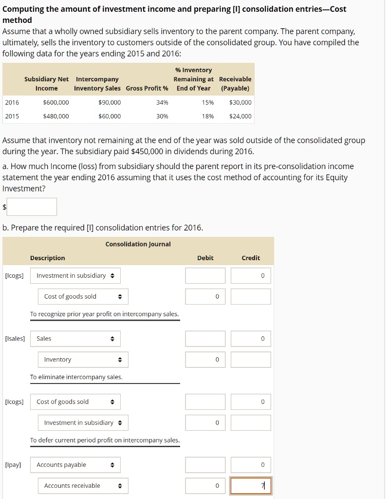 SOLVED: Computing the amount of investment income and preparing ...
