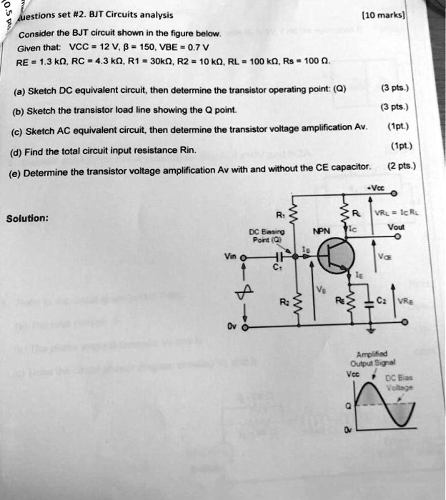 iyuestions set 2 bjt circuits analysis consider the bjt circuit shown in the figure below given ...