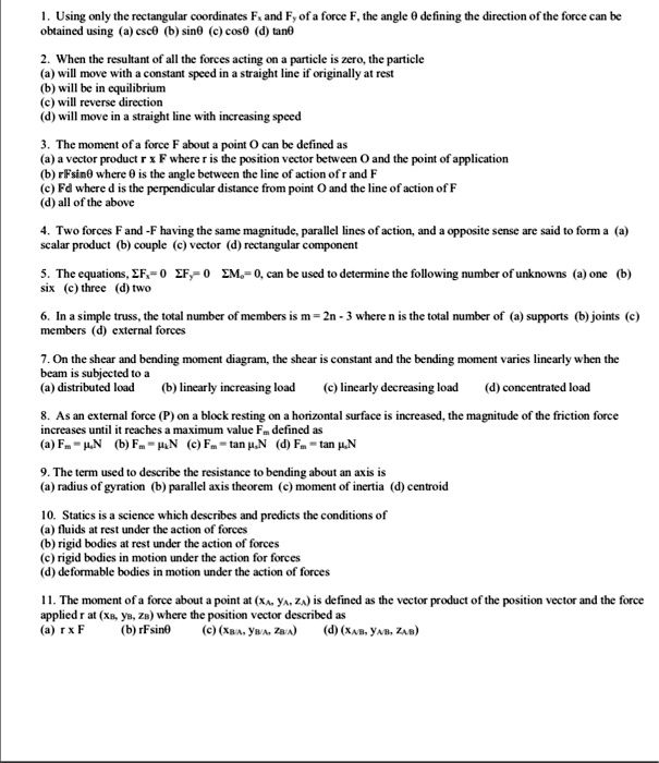 SOLVED: Using only the rectangular coordinate and D of 4 force the ...
