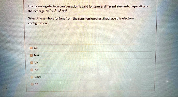 SOLVED: The following electron configuration is valid for several ...