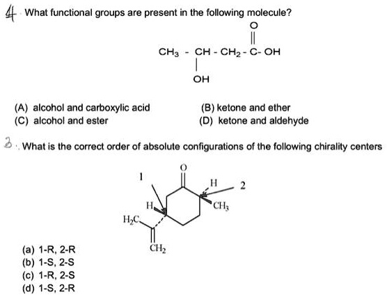 SOLVED: What functional groups are present in the following molecule ...