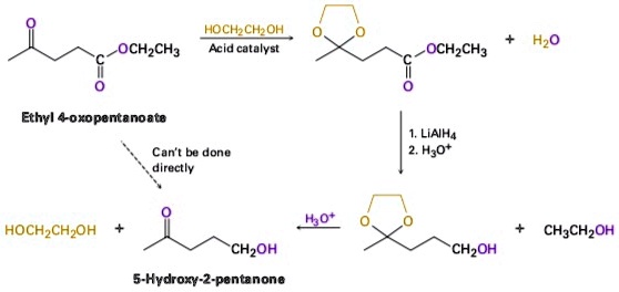 SOLVED: HOCH2CH2OH Acid catalyst H2O OCH2CH3 OCH2CH3 Ethyl 2 ...
