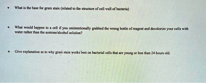 What is the base for gram stain (related to the structure of cell wall ...