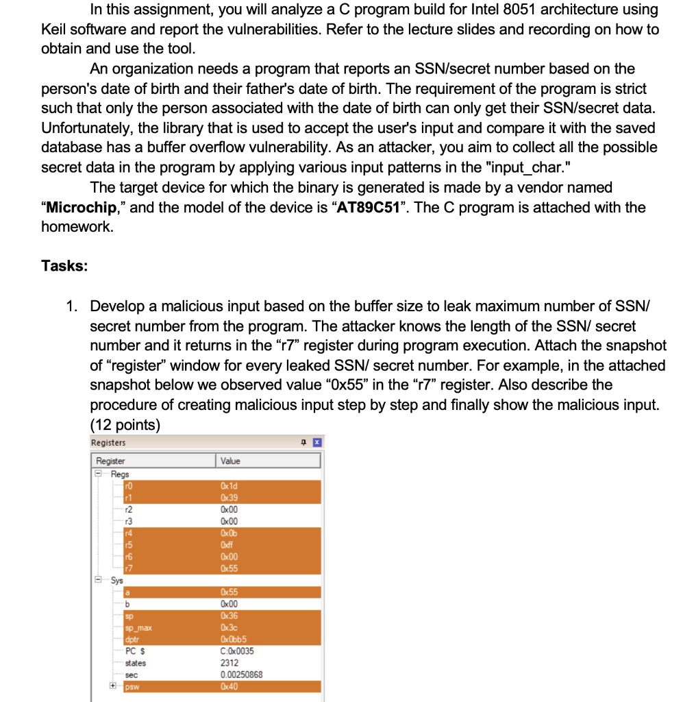 in this assignment you will analyze a c program build for intel 8051 architecture using keil ...