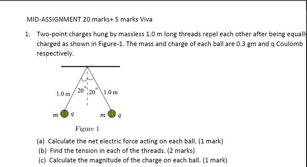 mid assignment 20 marks 5 marks viva two point charges hung by massless ...
