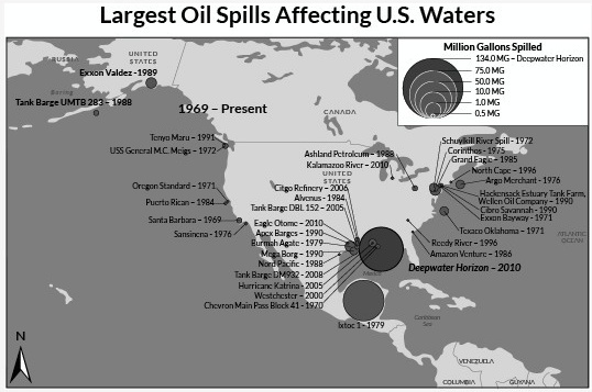 RUSSIA Largest Oil Spills Affecting U.S. Waters UNITED STATES Million ...