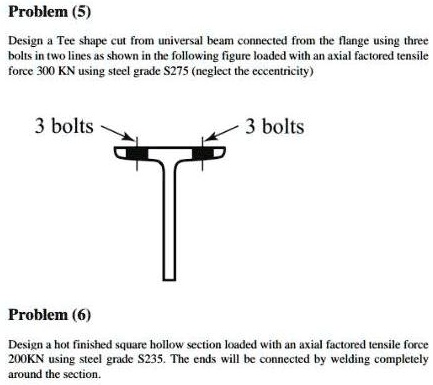 Problem (5) Design a Tee shape cut from universal beam connected from ...