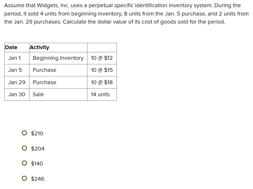 Assume that Widgets, Inc. uses a perpetual specific identification inventory system. During the ...