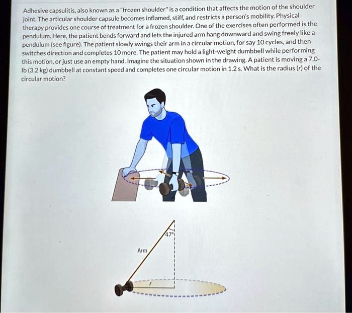 SOLVED: Texts: Adhesive capsulitis, also known as a frozen shoulder, is ...