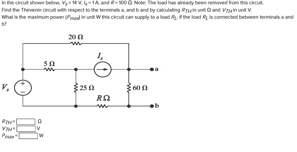 SOLVED: In the circuit shown below, Vs = 14 V, Is = 1 A, and R = 100 Î ...