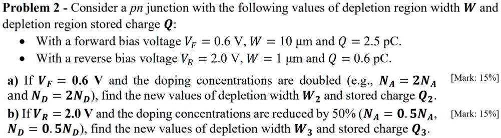 Solved Problem 2 Consider A Pn Junction With The Following Values Of