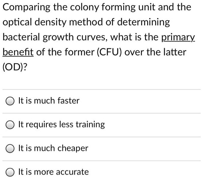 Comparing the colony forming unit and the optical density...