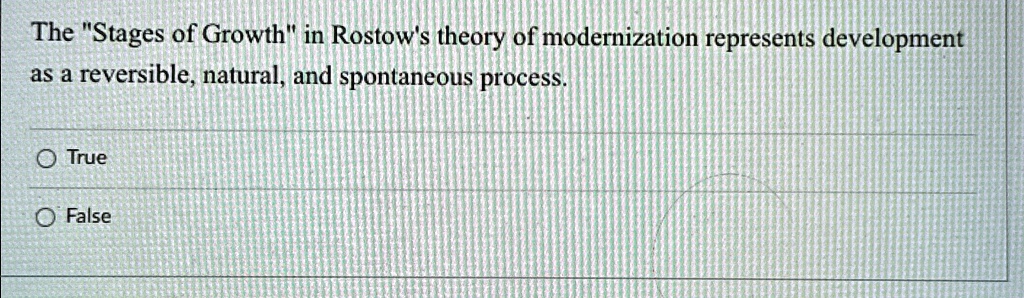 The "Stages of Growth" in Rostow's theory of modernization represents ...