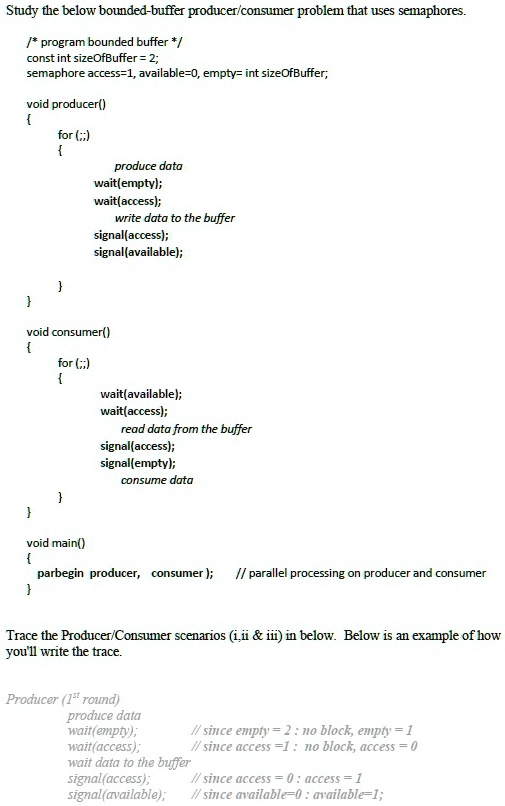a) Producer executes 3 times whereas no activity at the consumer. b ...