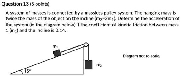 SOLVED: Question 13 (5 points): A system of masses is connected by a ... SOLVED: Question 13 (5 points): A system of masses is connected by a ...