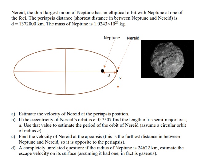 nereid the third largest moon of neptune has an elliptical orbit with ...