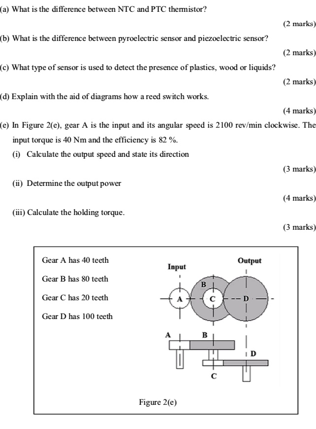 (a) What is the difference between NTC and PTC thermistor? (2 marks) (b ...