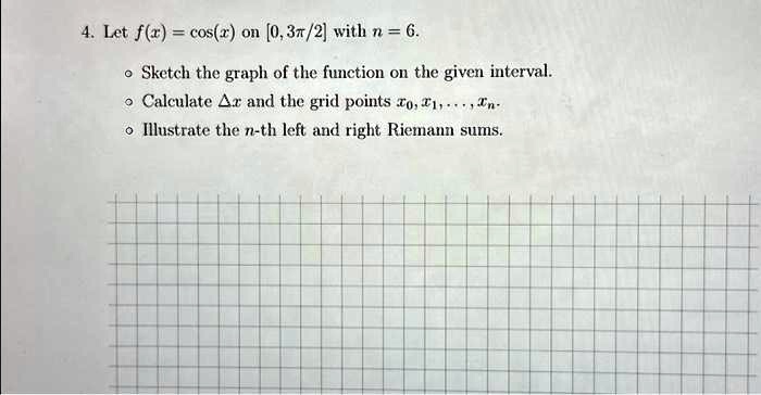 4. Let f(x) = cos(x) on [0, 3π/2] with n = 6. • Sketch the graph of the ...