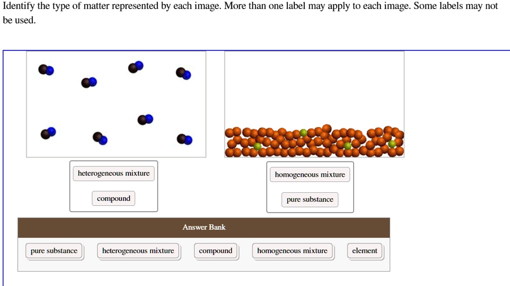 [GET ANSWER] Identify the type of matter represented by each image. More than one label may ...