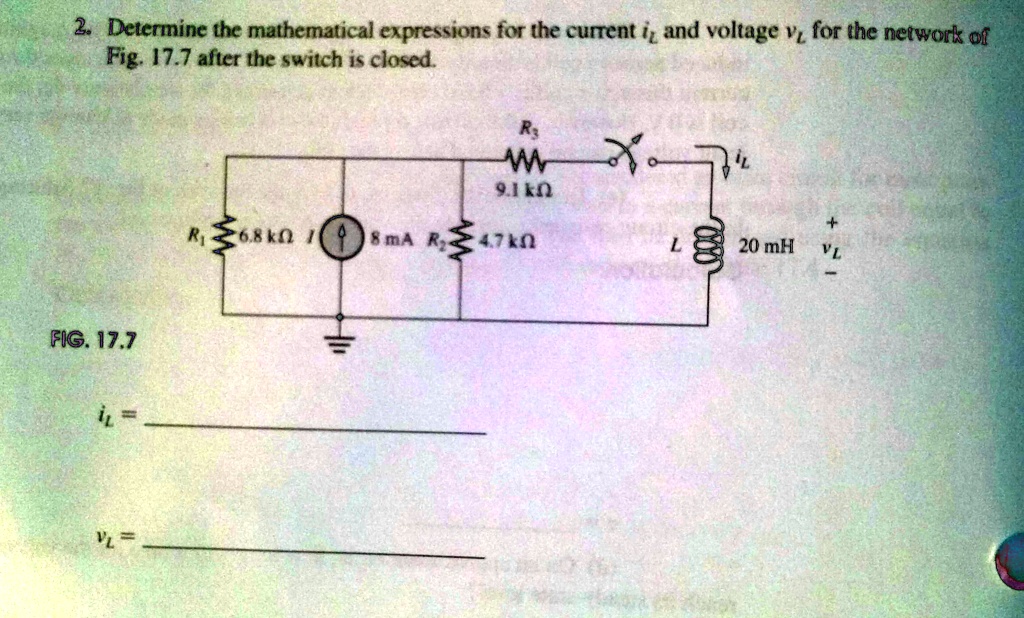 2. Determine the mathematical expressions for the current iL and voltage vL for the network of ...