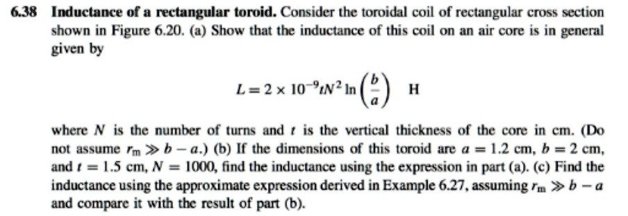 638 inductance of a rectangular toroid consider the toroidal coil of ...