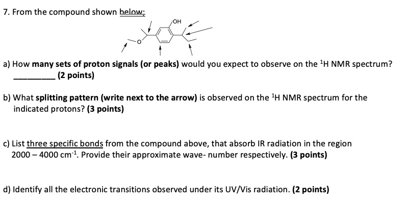 SOLVED:7. From the compound shown below; a) How many sets of proton ...