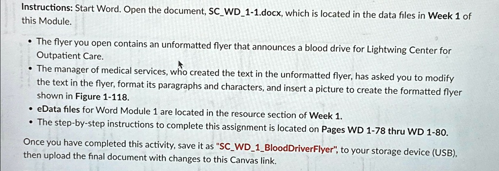 Instructions: Start Word. Open the document, SCWD1-1.docx, which is ...
