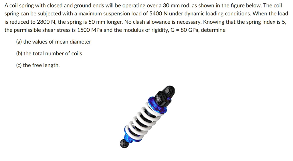 SOLVED: A coil spring with closed and ground ends will be operating ...