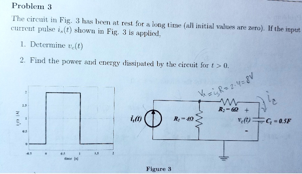 Problem 3 The circuit in Fig. 3 has been at rest for a long time (all ...