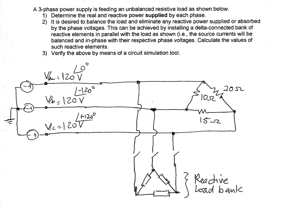 SOLVED: A 3-phase power supply is feeding an unbalanced resistive load ...