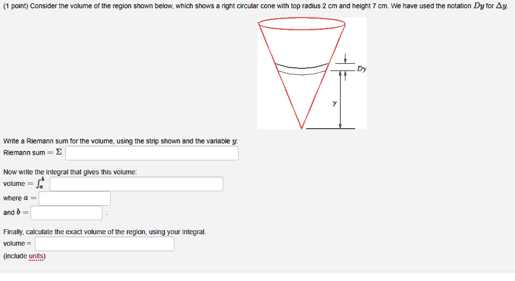 point) Consider the volume of the region shown below, which shows right ...