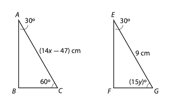 SOLVED: For what values of x and y can you use a triangle congruence ...