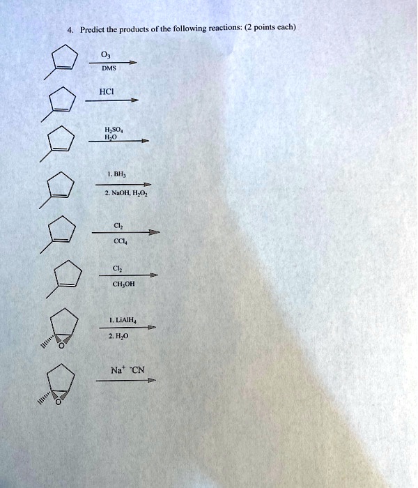 predict the products of the following reactions points cach dms hci haso naoh ho cch choh liaha ...