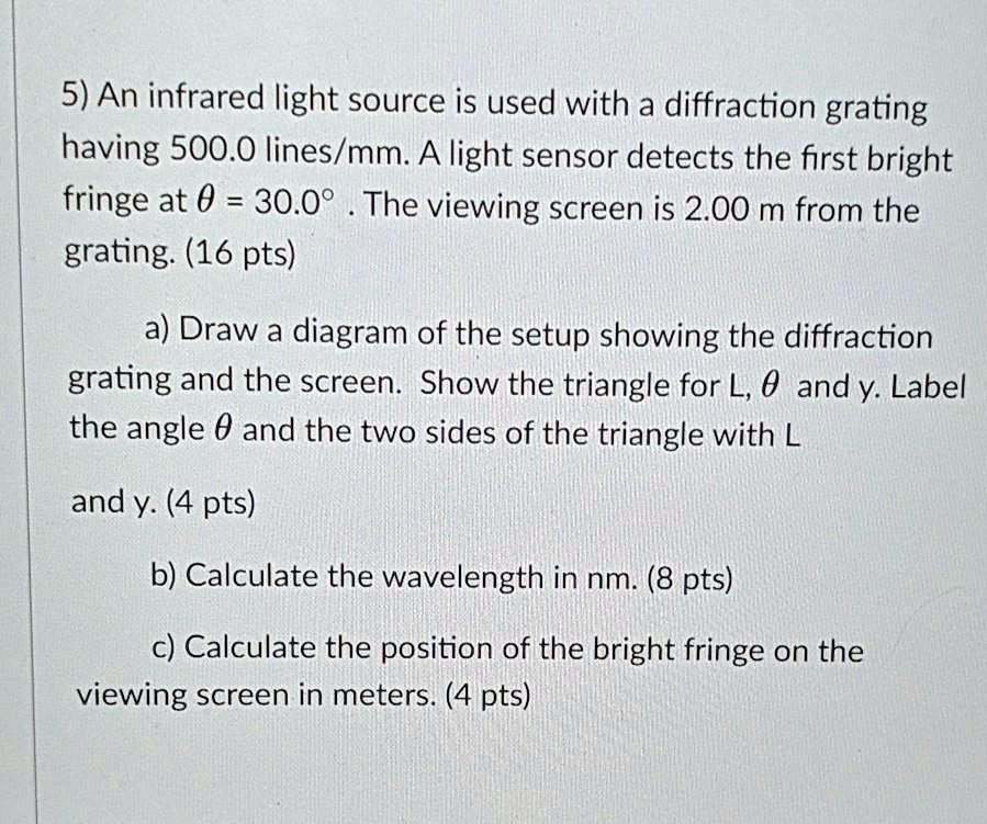 5) An infrared light source is used with a diffraction grating having ...