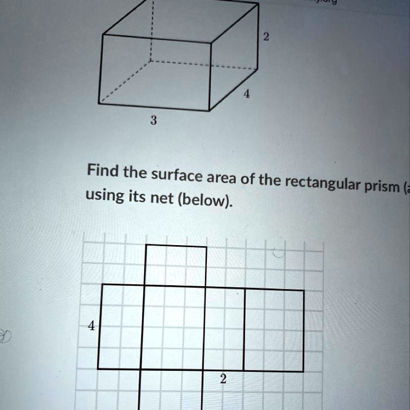 3 4 2 Find the surface area of the rectangular prism ( using its net ...