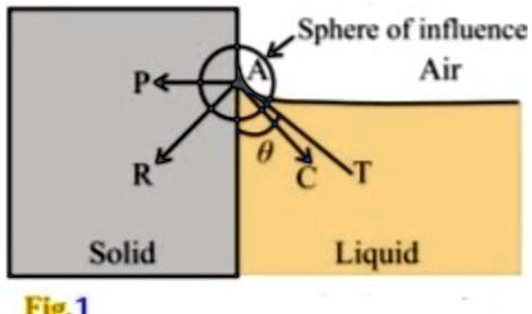 Name the Shape of meniscus angle of contact between Solid-liquid ...