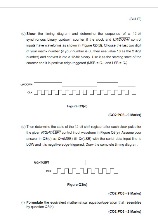 d) Show the timing diagram and determine the sequence of a 12-bit ...
